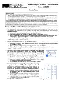 EVAU 2021 Modelo Física Castilla La Mancha | Exámenes selectividad de Física | Docsity