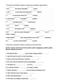 Esercizi sulla grammatica tedesca - Docsity