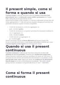 Spiegazione present simple/ continuous - Docsity