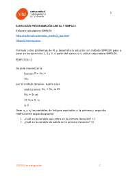 Problemas programacio lineal y metodo simplex | Ejercicios de Investigación de Operaciones - Docsity