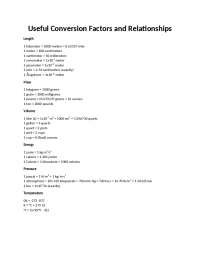 Conversion factors and useful relationships chem 1111 | Cheat Sheet ...