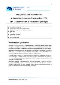 PEC C: psicologia del desarrollo | Ejercicios de Psicología del Desarrollo | Docsity