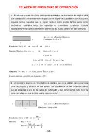 EJERCICIOS OPTIMIZACIÓN MATEMÁTICAS 2 BACHILLERATO - Docsity