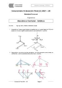 Examenes universidad continental de mecanica vectorial (estatica) | Exámenes de Estática | Docsity
