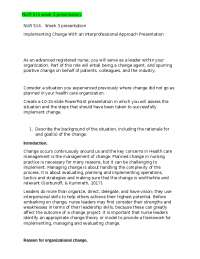 NUR 514. Week 3 presentation Implementing Change With an Interprofessional Approach Prese - Docsity