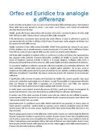 Orfeo ed euridice: tra analogie e differenze - Docsity