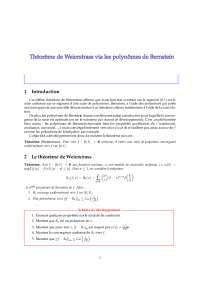 Théorème de Weierstrass via les polynômes de Bernstein - Docsity