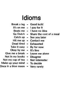 Idioms for everydayay routine - Docsity