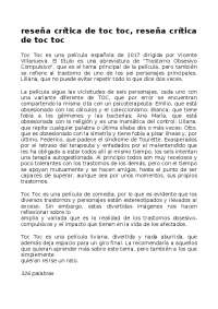 Critica Pelicula toc toc - Docsity