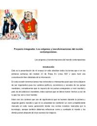 Proyecto integrador. Los orígenes y transformaciones del mundo contemporáneo. moduló 10 - Docsity