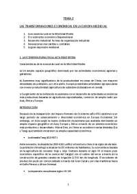 Transformaciones económicas en europa medieval - Docsity