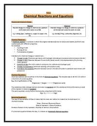 Notes - Chemical Reactions And Equations - Docsity
