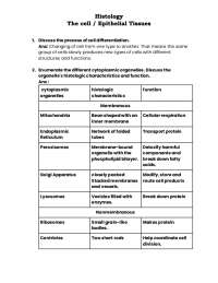The cell and epithelium histology. - Docsity