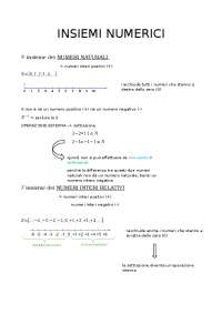 Insiemi numerici (matematica) - Docsity