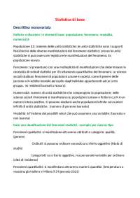 Statistica di base riassunto - Docsity
