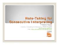Note-Taking for consecutive interpreting - Docsity