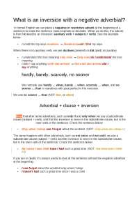 Inversion with negative adverbial - Docsity