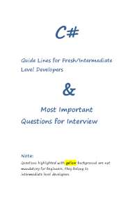 C Sharp Guide Lines & Most Important Questions for Interview - Docsity