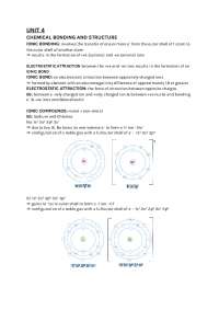 IB Chemistry SL - Topic 4: Chemical Bonding and Structure - Docsity
