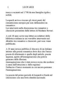 APPUNTI LEOPARDI 5 ANNO LICEO LINGUISTICO - Docsity