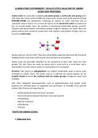 LABORATORY EXPERIMENTS IN AMINO ACID AND PROTEIN - Docsity
