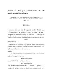 Schema ricorso Tribunale amministrativo regionale - Docsity