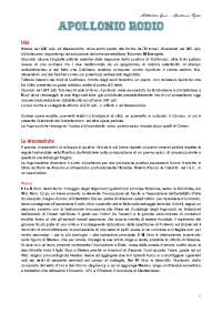Apollonio Rodio - vita e opere - Docsity