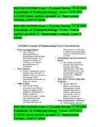 NUR 2063 NUR2603 Exam 1 Focused Review NUR2603 Essentials of ...