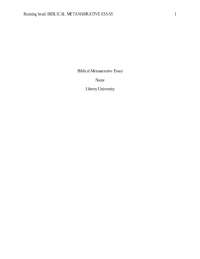 Biblical Metanarrative Essay - Docsity