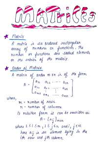 Mathematics - Matrices Complete Handwritten Notes - Docsity