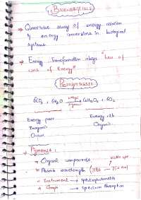 Biology - Bioenergetics Complete Handwritten Notes - Docsity