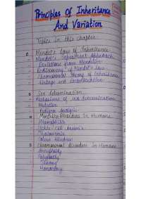 Biology - Principles of Inheritance and Variation Handwritten Notes ...