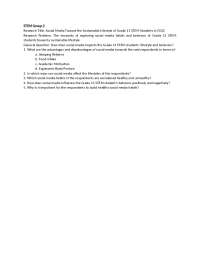 Research in Daily Life (RDL) Sample Statement of the Problem - Docsity