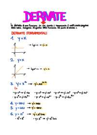 Le Derivate fondamentali e le regole di derivazione - Docsity