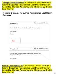 Portage LearningBIOD 152AP2 Module 1 Exam Module 1 Exam- Requires Respondus LockDown Brow ...