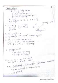 Mathematics - Complex Analysis Theory Handwritten Notes - Docsity