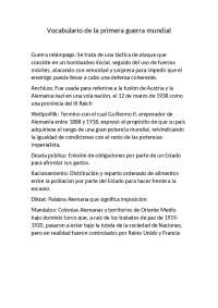 Vocabulario de la primera guerra mundial - Docsity