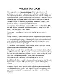 Vincent Van Gogh, Biografia e analisi di alcune sue opere - Docsity