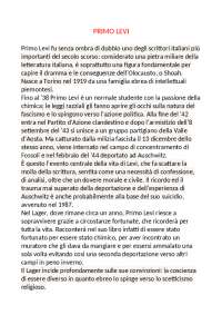 Primo Levi, biografia e opere - Docsity