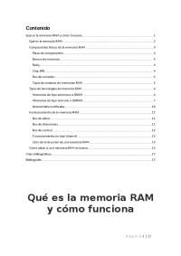 Qué es la memoria RAM y cómo funciona - Docsity