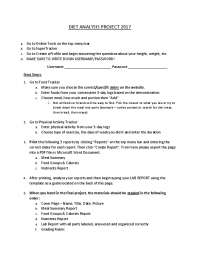 Diet analysis project 2017 - Docsity