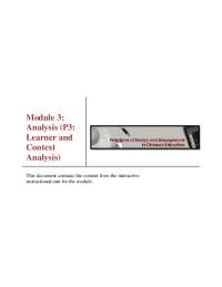 Learner analysis example | Study Guides, Projects, Research Design and ...