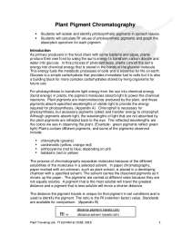 Plant Pigment Chromatography - Docsity