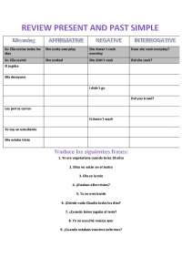 Tabla de repaso del Presente Simple y Pasado Simple - Docsity