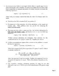 Econometrics Exercises - Linear Regression -with Detailed Answer Explanations - Docsity