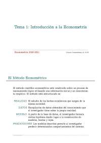 Resumen del temario de econometria | Resúmenes de Econometría - Docsity