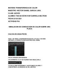 Pia transferencia de calor actividades - Docsity