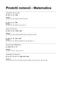I prodotti notevoli matematica - Docsity