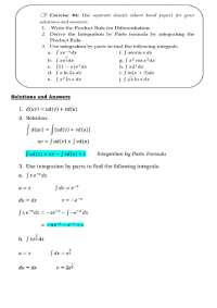 CALCULUS 2_ EXERCISE INTEGRATION BY PARTS WITH DETAILED SOLUTION - Docsity
