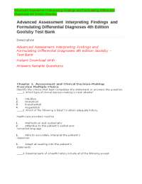 Advanced Assessment Interpreting Findings and Formulating Differential ...